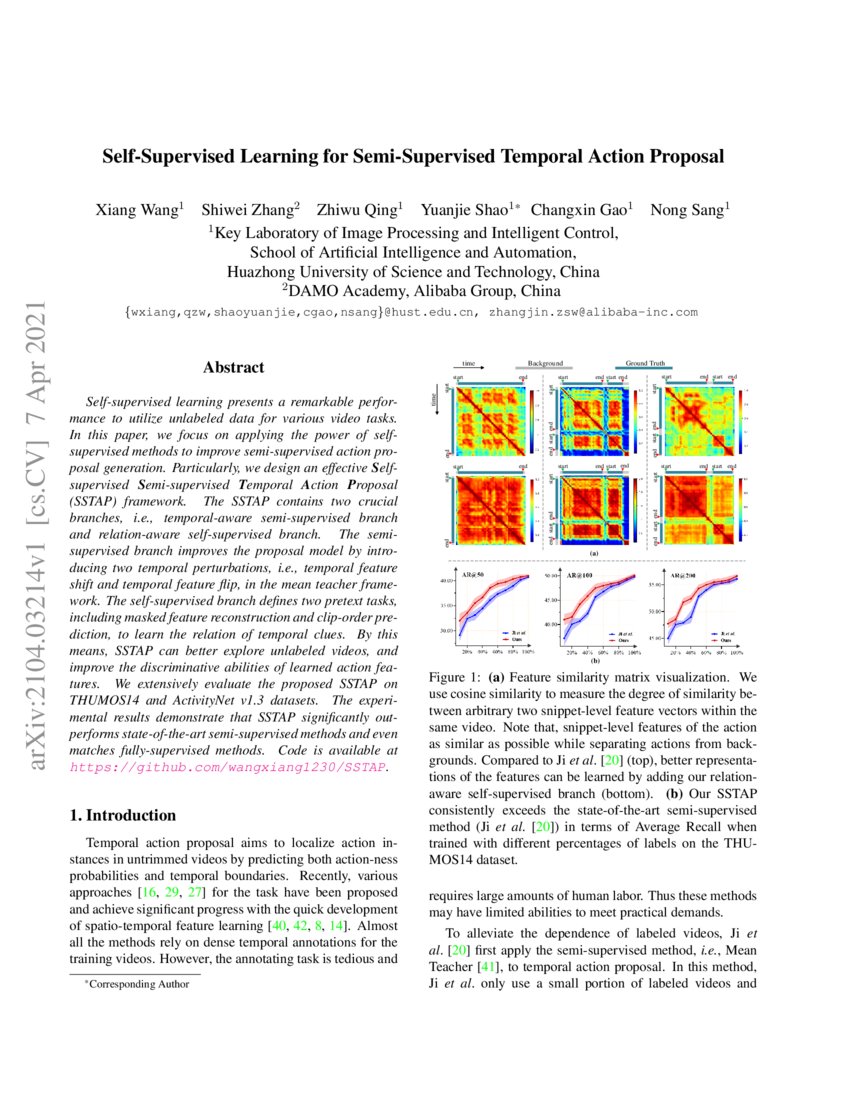 Self Supervised Learning For Semi Supervised Temporal Action Proposal