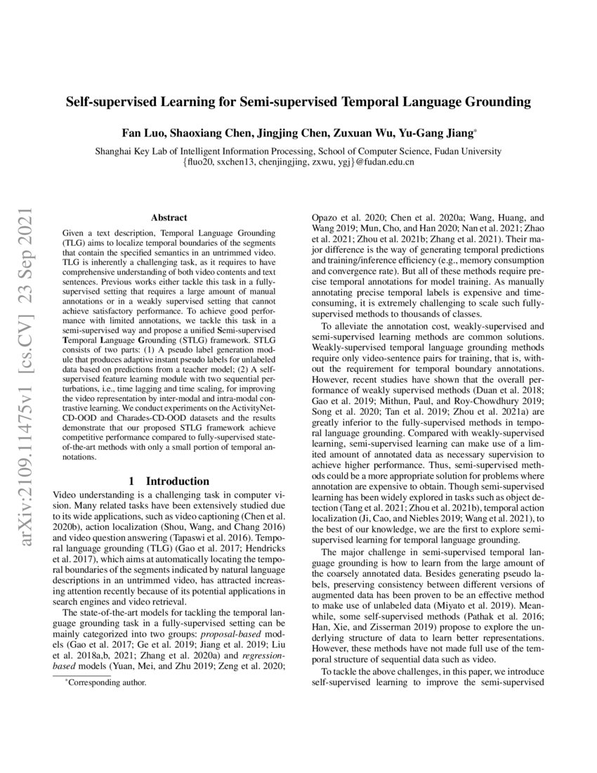 Self-supervised Learning for Semi-supervised Temporal Language Grounding | DeepAI
