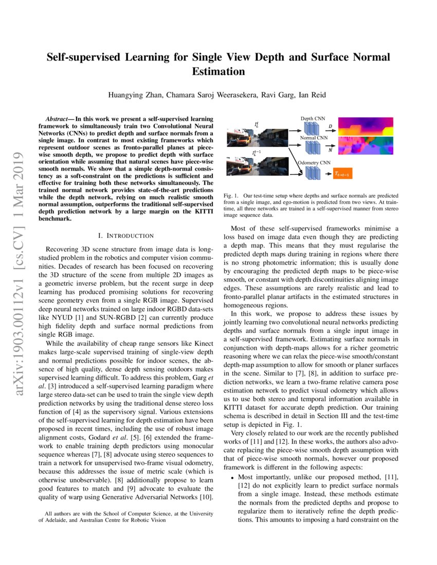 Self-supervised Learning for Single View Depth and Surface Normal ...
