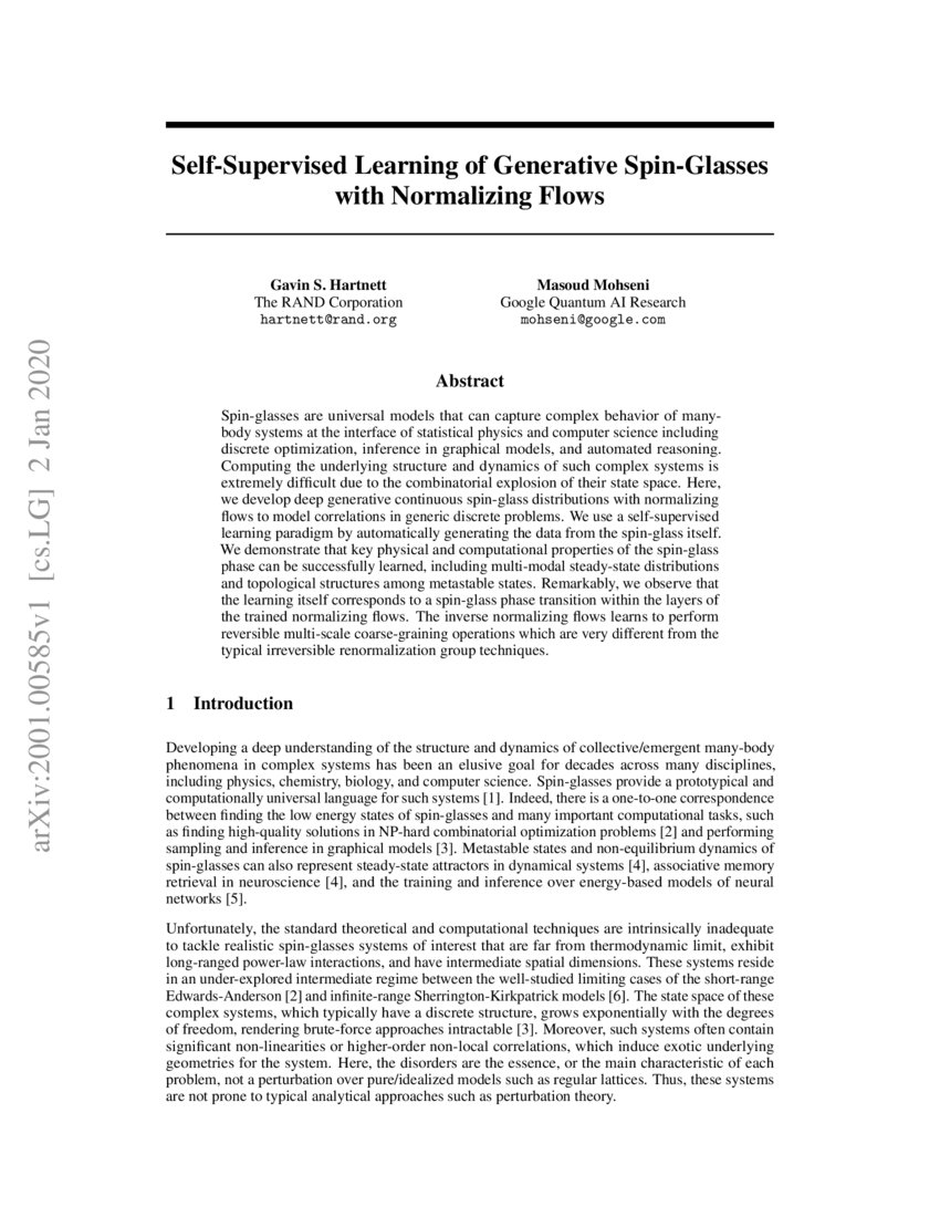 Self-Supervised Learning of Generative Spin-Glasses with Normalizing Flows | DeepAI
