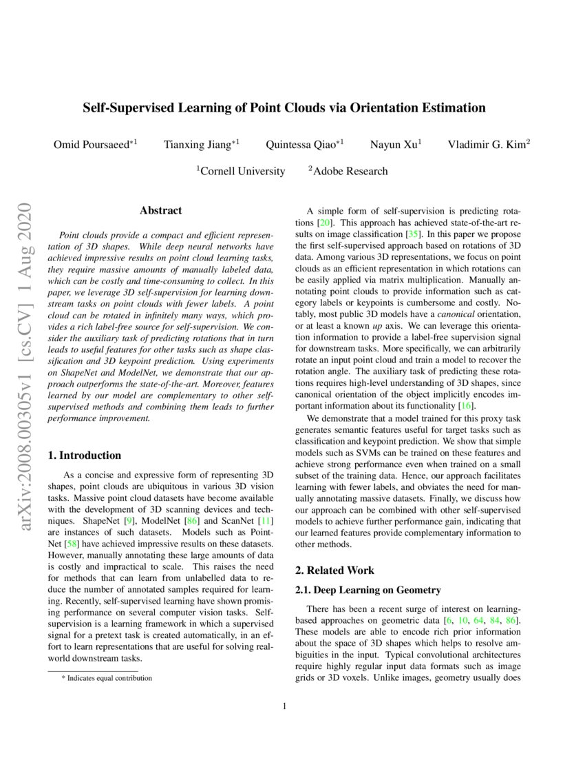 Self-supervised Learning of Point Clouds via Orientation Estimation ...