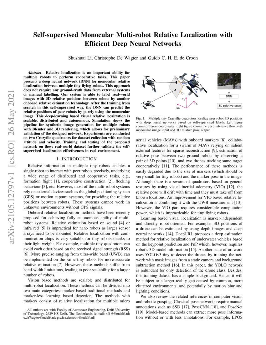 Self-supervised Monocular Multi-robot Relative Localization with Efficient Deep Neural Networks ...