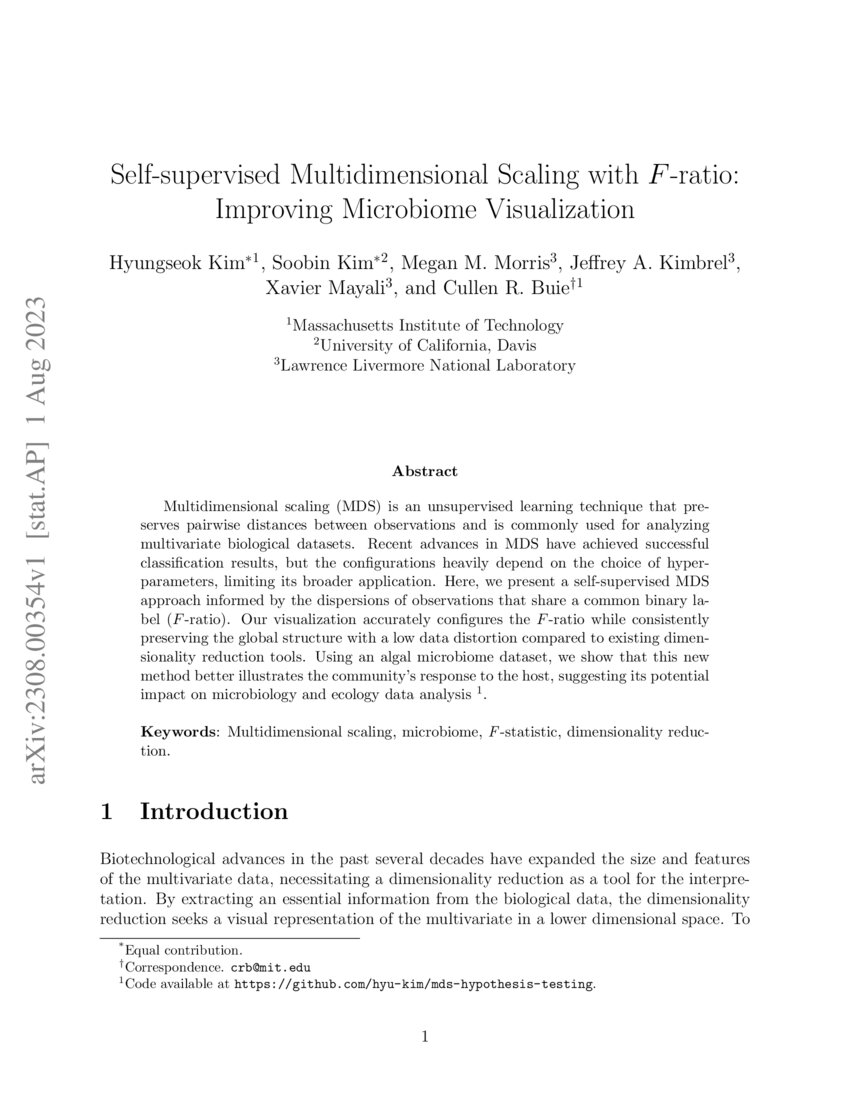 Self-supervised Multidimensional Scaling with F-ratio: Improving Microbiome Visualization | DeepAI