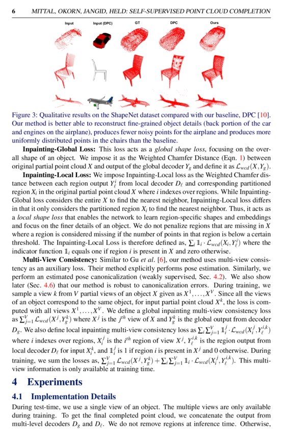 Self-Supervised Point Cloud Completion via Inpainting | DeepAI