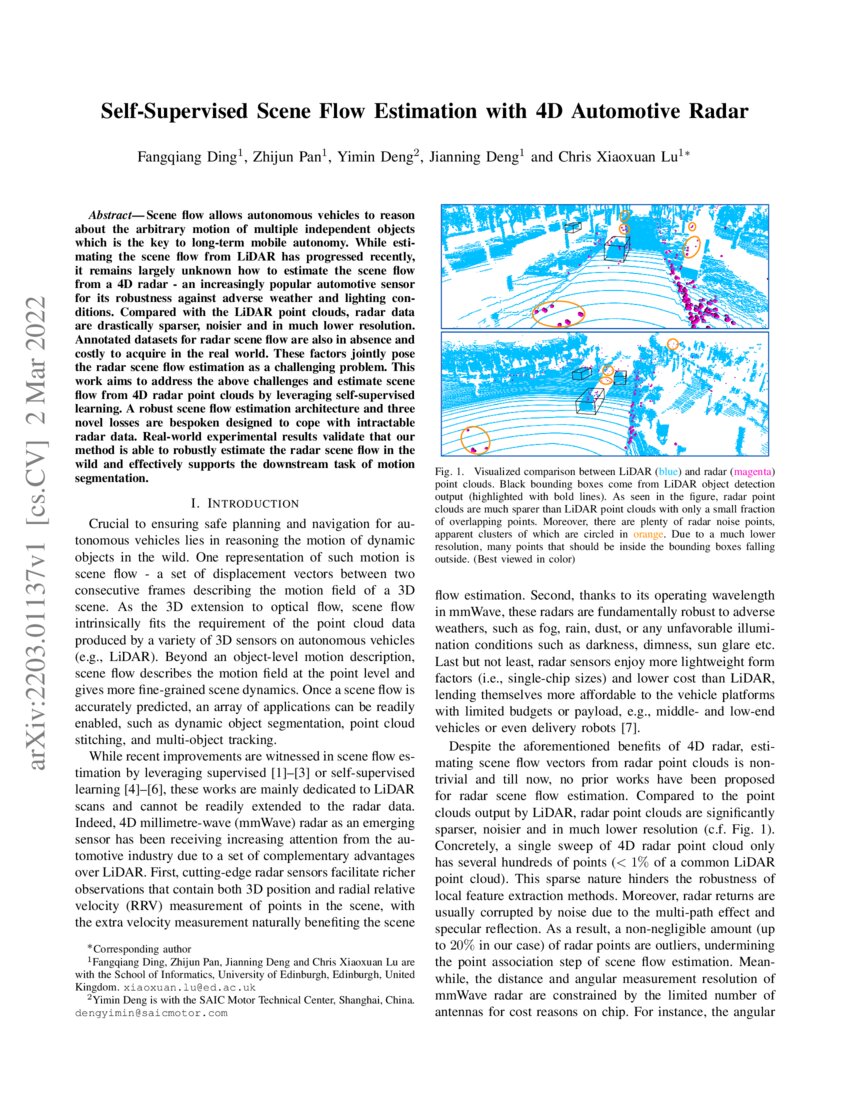 Self-Supervised Scene Flow Estimation with 4D Automotive Radar | DeepAI