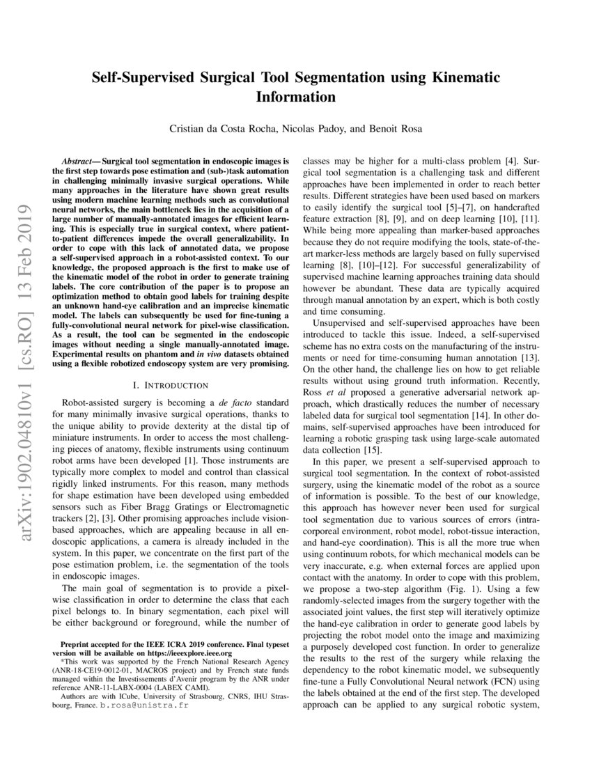 Self Supervised Surgical Tool Segmentation Using Kinematic Information