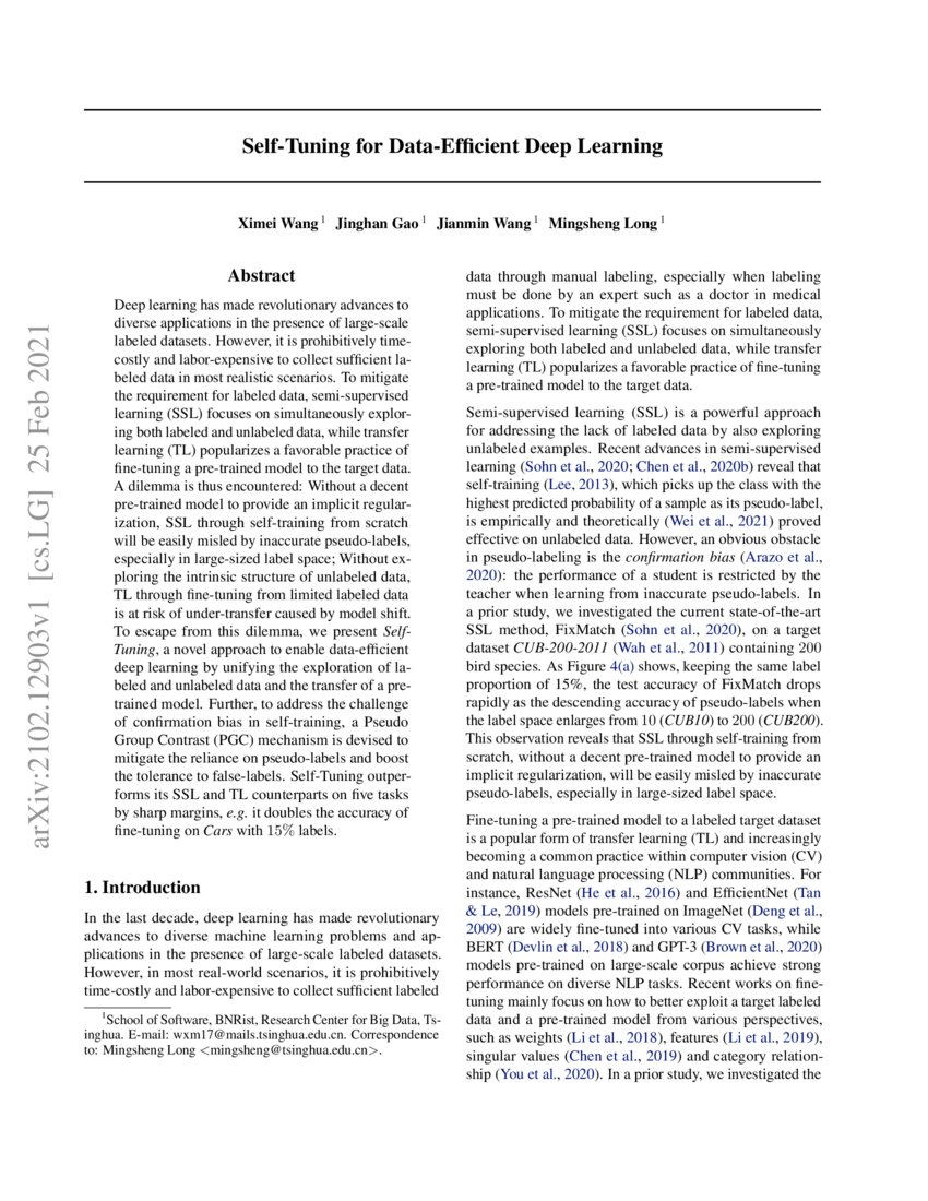 Self-Tuning for Data-Efficient Deep Learning | DeepAI