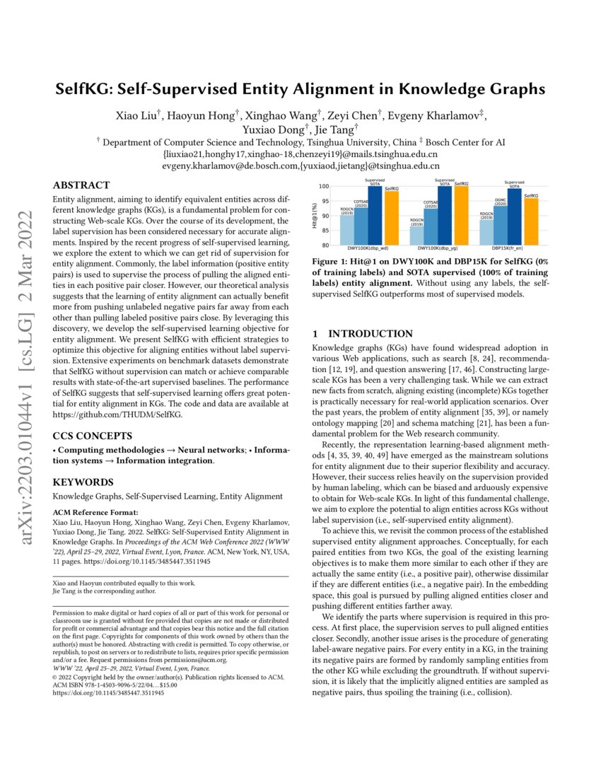 SelfKG: Self-Supervised Entity Alignment in Knowledge Graphs | DeepAI