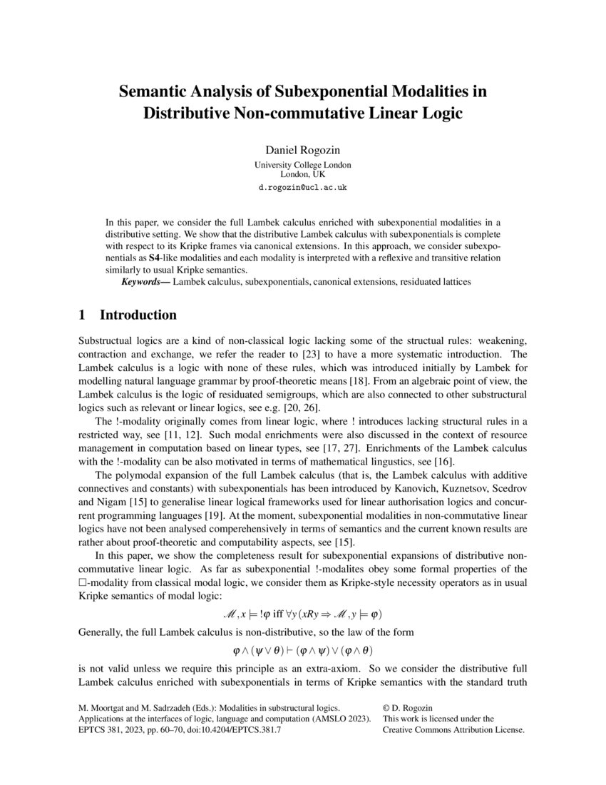 Semantic Analysis Of Subexponential Modalities In Distributive Non Commutative Linear Logic Deepai