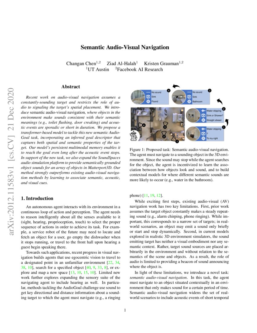 Semantic Audio-Visual Navigation | DeepAI