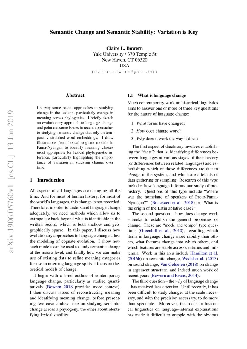 Semantic Change and Semantic Stability: Variation is Key | DeepAI