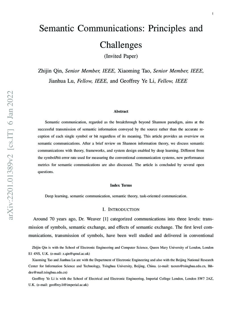 Semantic Communications: Principles and Challenges | DeepAI