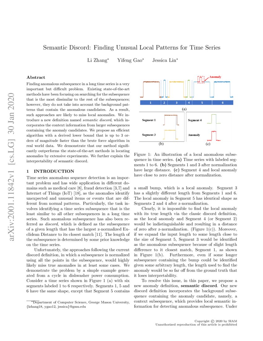 Semantic Discord: Finding Unusual Local Patterns for Time Series | DeepAI