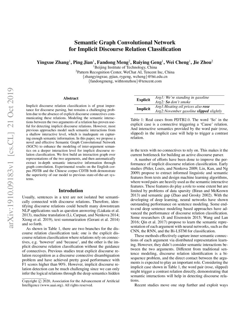 Semantic Graph Convolutional Network For Implicit Discourse Relation Classification Deepai 