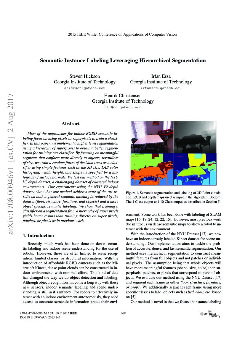 Semantic Instance Labeling Leveraging Hierarchical Segmentation | DeepAI Semantic Instance Labeling Leveraging Hierarchical Segmentation | DeepAI