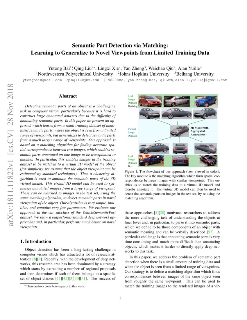 Semantic Part Detection via Matching: Learning to Generalize to Novel Viewpoints from Limited ...