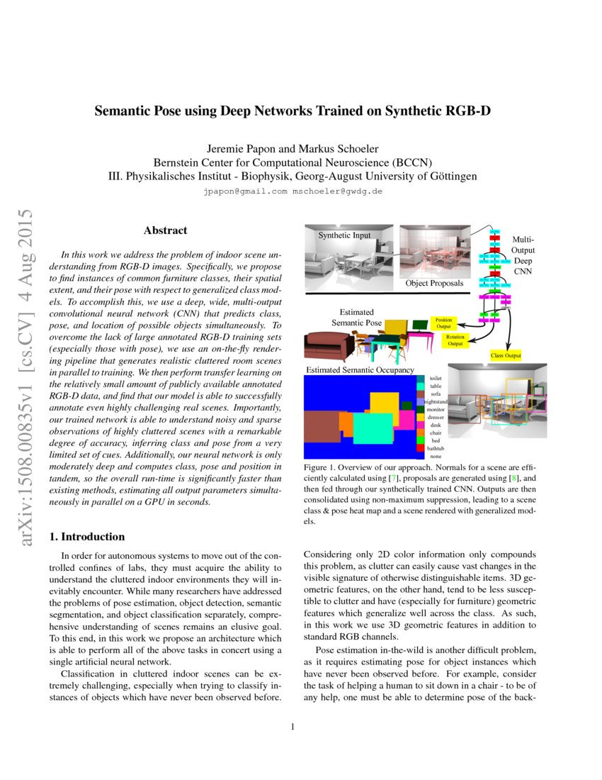 Semantic Pose using Deep Networks Trained on Synthetic RGB-D | DeepAI