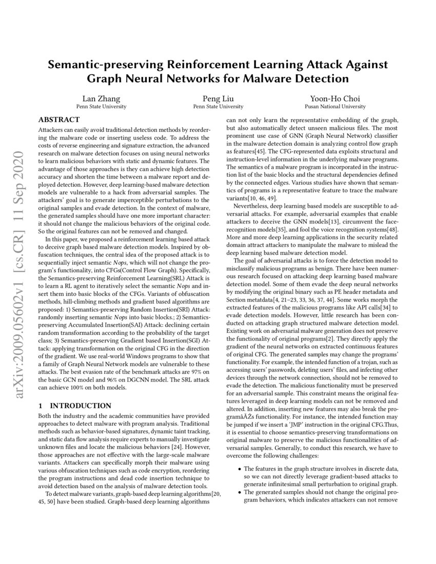 Semantic-preserving Reinforcement Learning Attack Against Graph Neural Networks for Malware ...