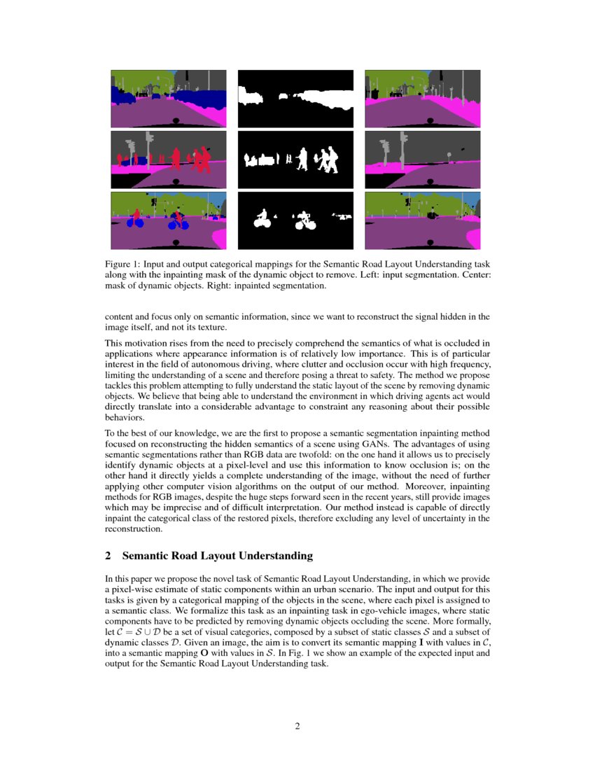 Semantic Road Layout Understanding by Generative Adversarial Inpainting | DeepAI