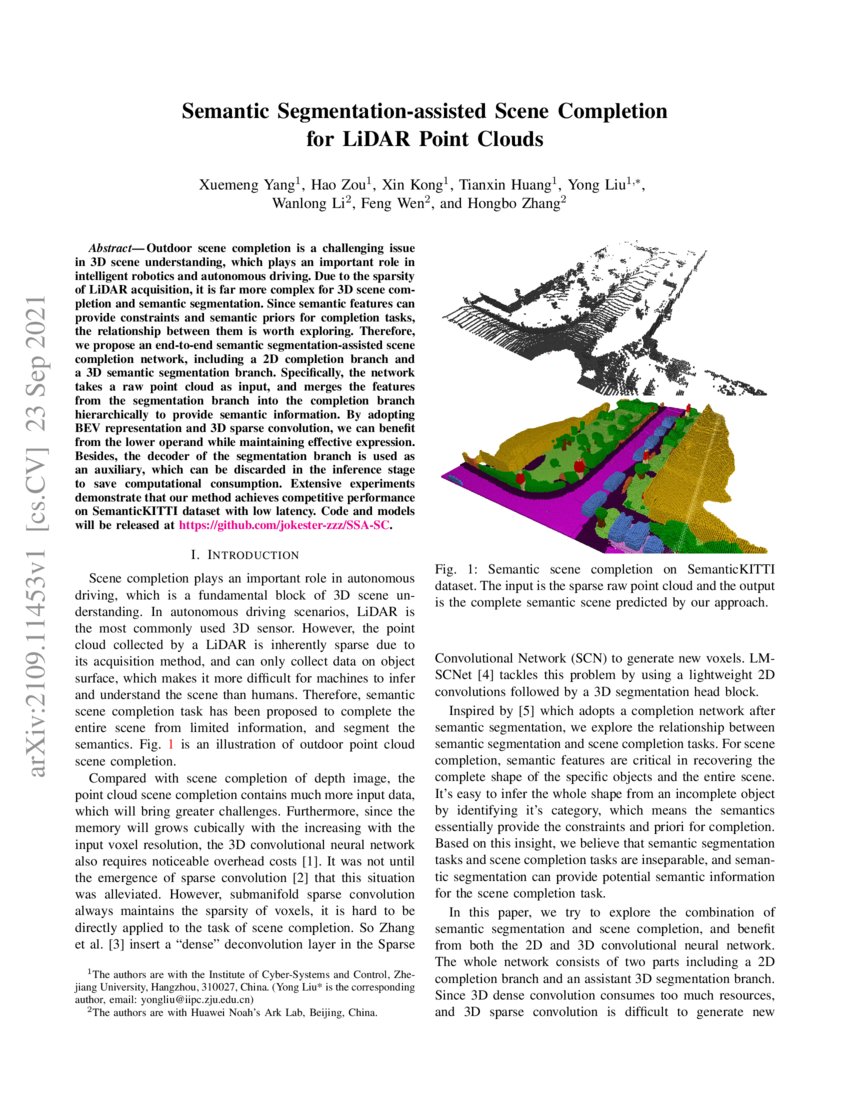 Semantic Segmentation Assisted Scene Completion For Lidar Point Clouds Deepai