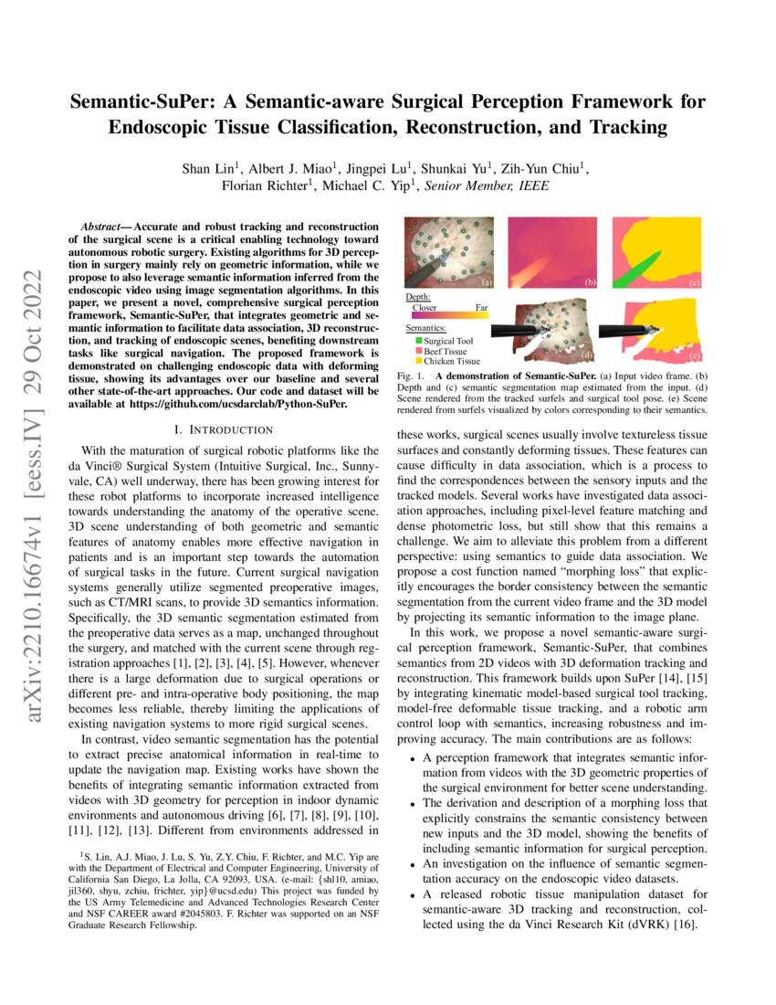Semantic-SuPer: A Semantic-aware Surgical Perception Framework for ... Semantic-SuPer: A Semantic-aware Surgical Perception Framework for ...