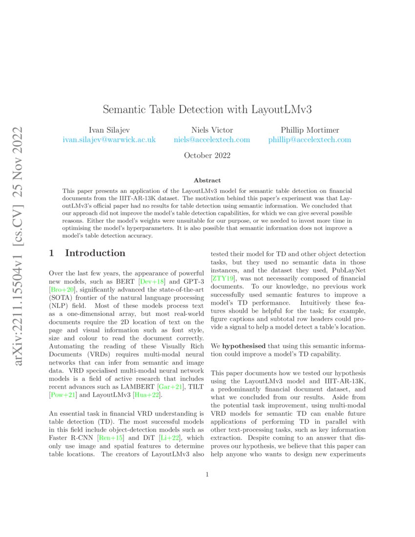 Semantic Table Detection With Layoutlmv3 Deepai