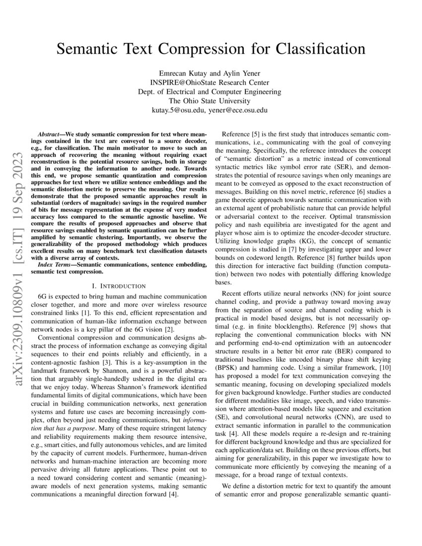 Semantic Text Compression for Classification | DeepAI