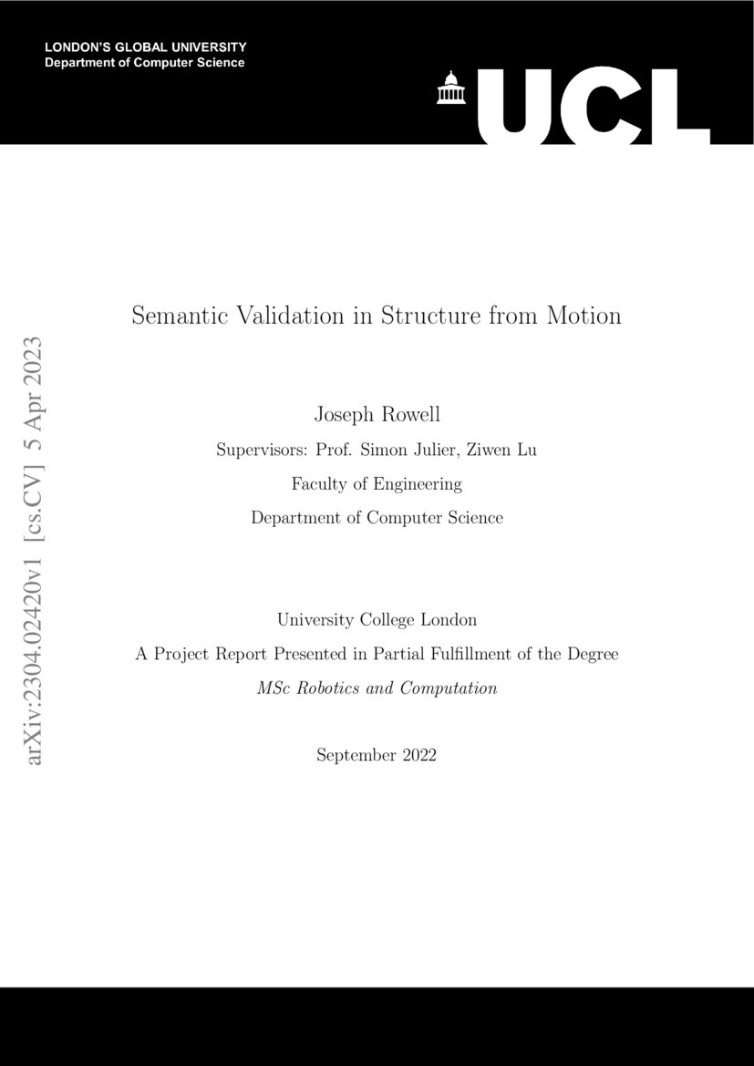 Semantic Validation in Structure from Motion | DeepAI