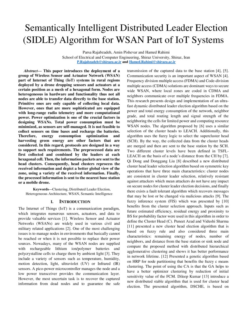Semantically Intelligent Distributed Leader Election Sidle Algorithm