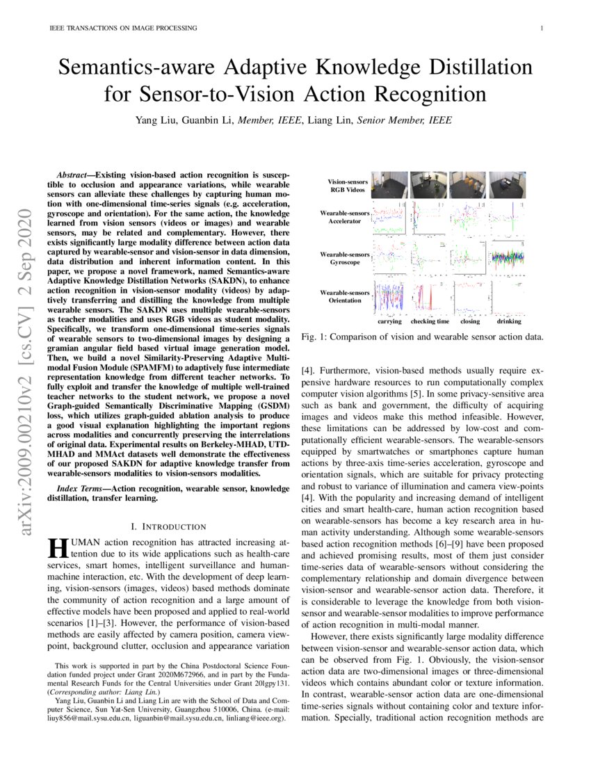 Semantics-aware Adaptive Knowledge Distillation for Sensor-to-Vision Action Recognition | DeepAI