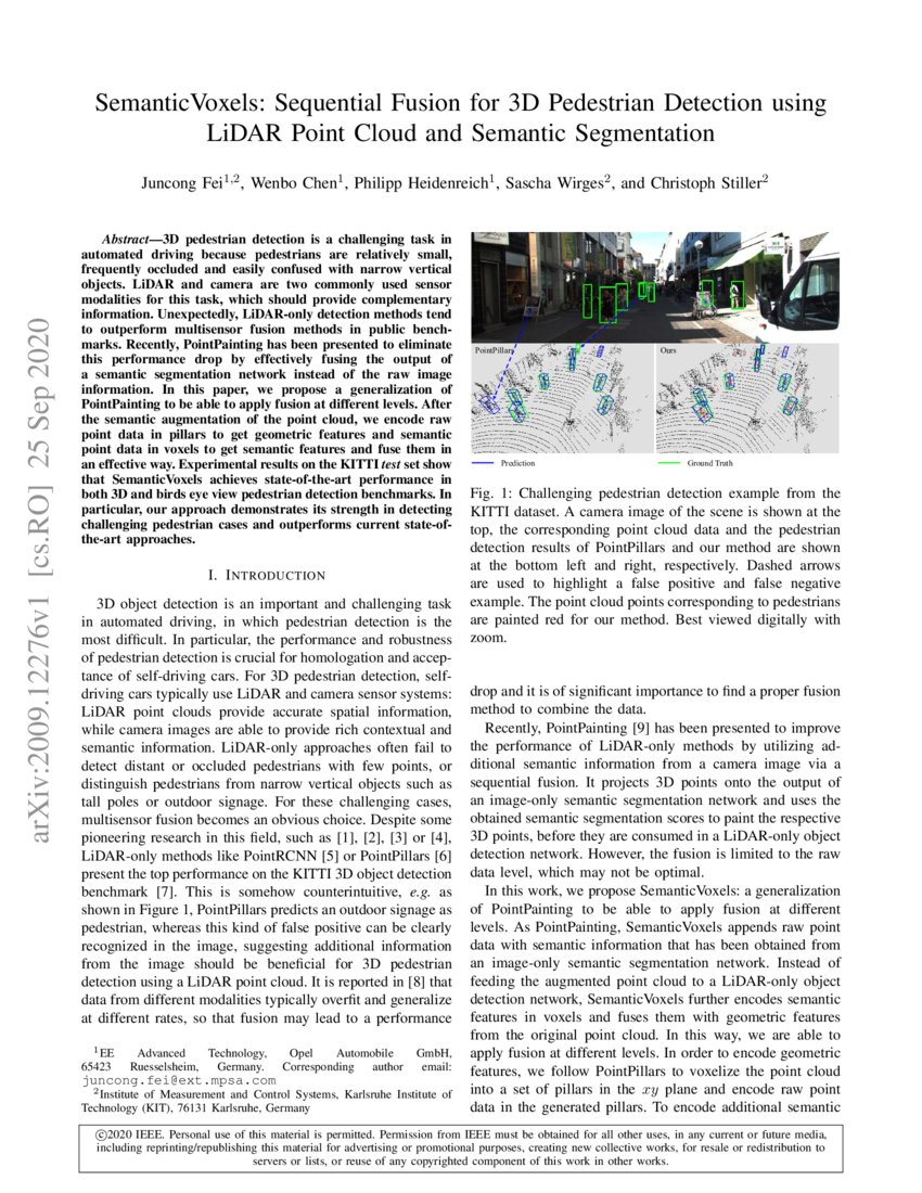 SemanticVoxels: Sequential Fusion for 3D Pedestrian Detection using LiDAR Point Cloud and ...
