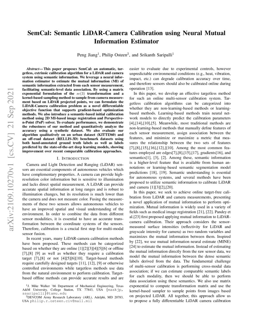 Semcal Semantic Lidar Camera Calibration Using Neural