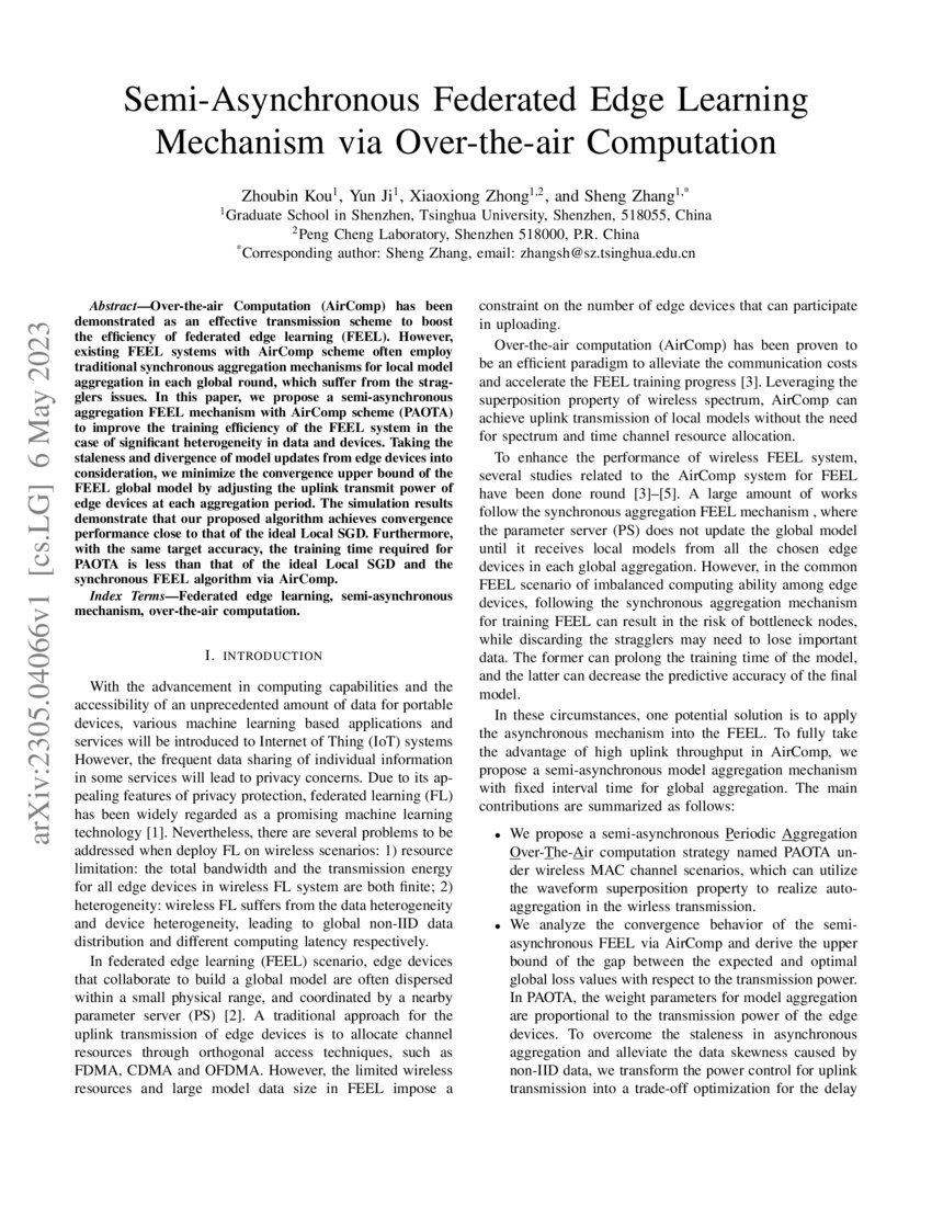 Semi-Asynchronous Federated Edge Learning Mechanism via Over-the-air ... Semi-Asynchronous Federated Edge Learning Mechanism via Over-the-air ...