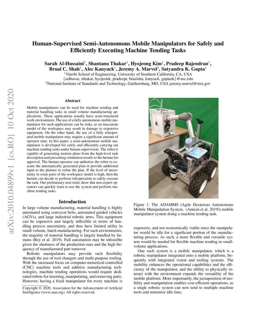 Human-Supervised Semi-Autonomous Mobile Manipulators for Safely and ...