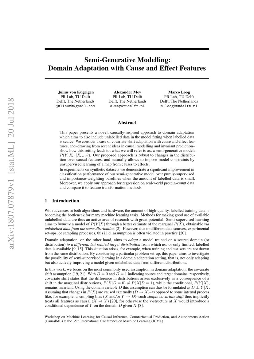 Semi Generative Modelling Domain Adaptation With Cause And Effect 2806