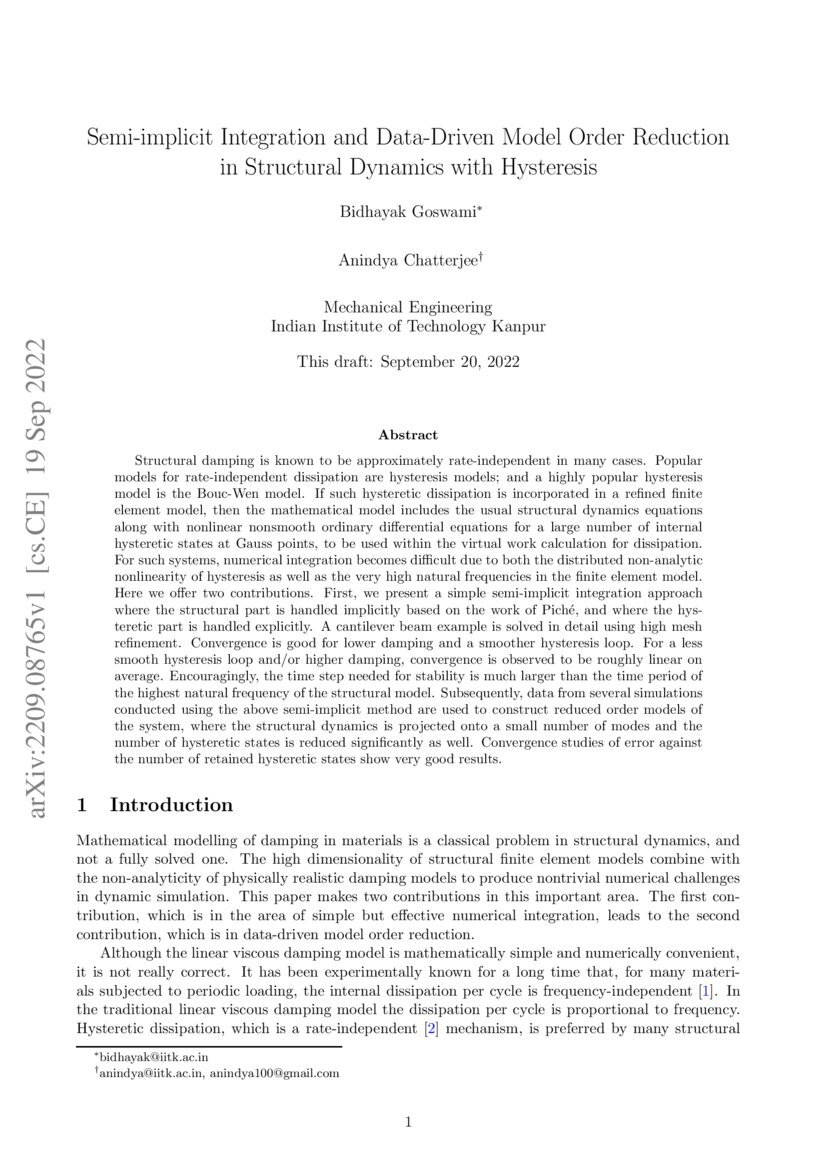 Semi Implicit Integration And Data Driven Model Order Reduction In