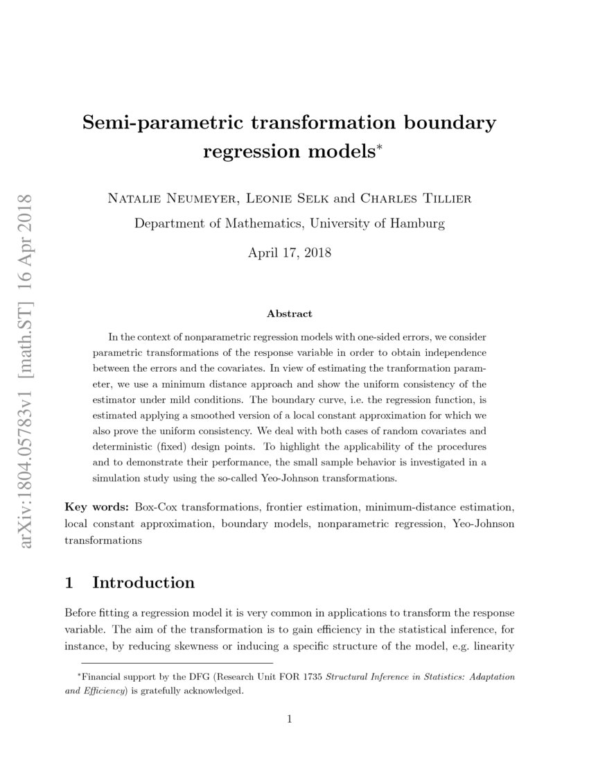 Semi Parametric Transformation Boundary Regression Models Deepai