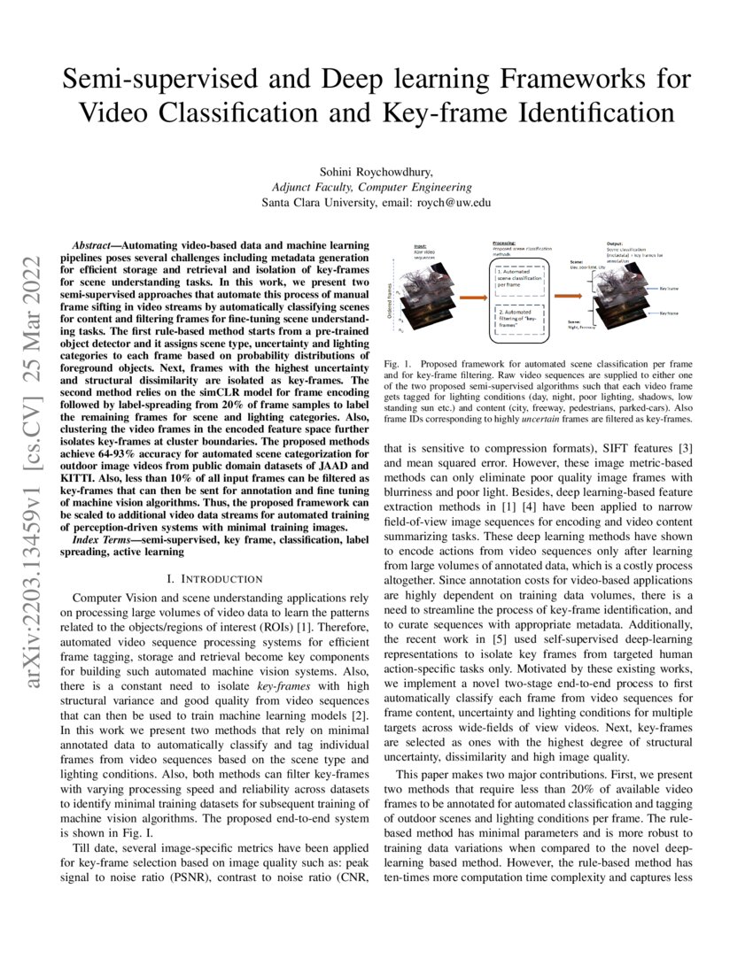 Semi-supervised and Deep learning Frameworks for Video Classification ...