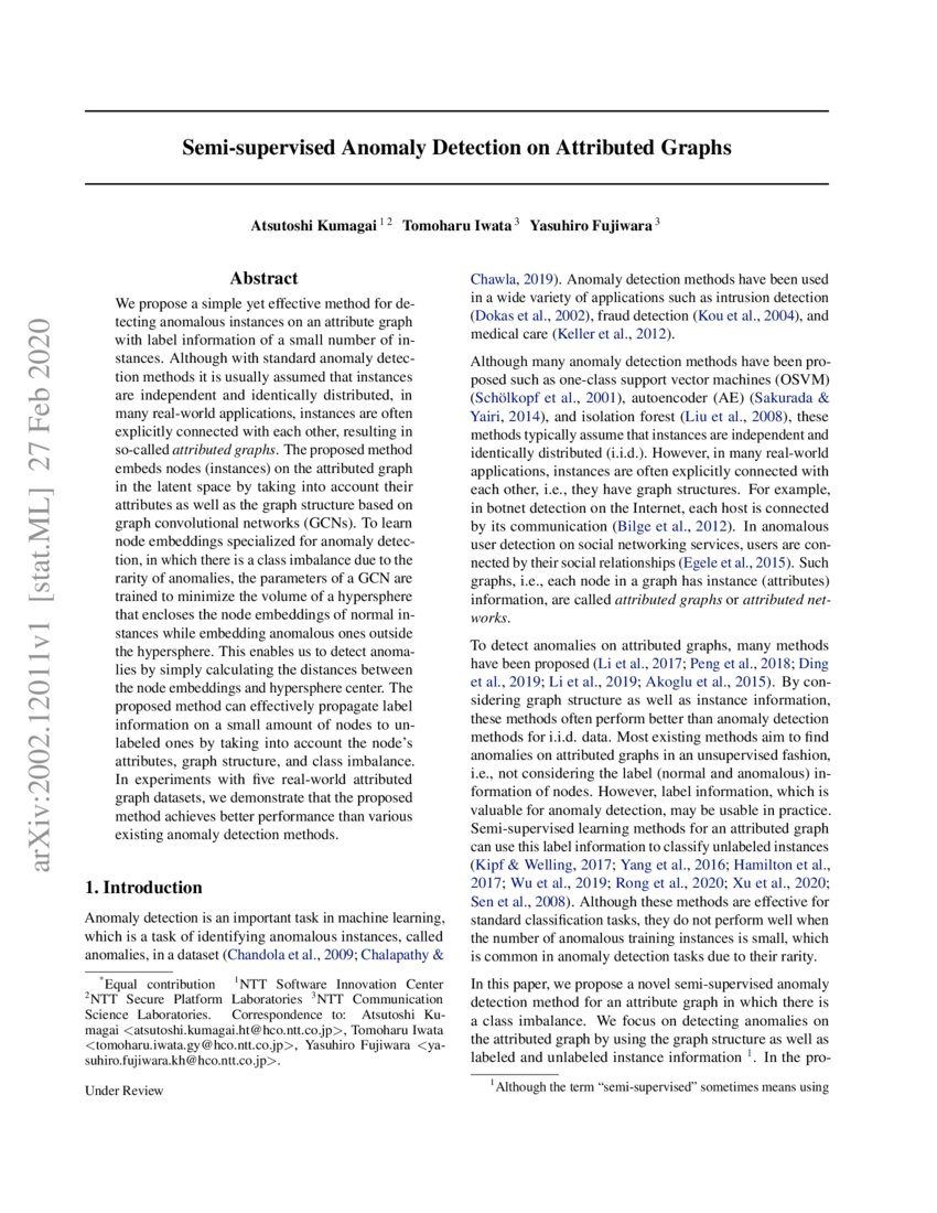 Semi-supervised Anomaly Detection on Attributed Graphs | DeepAI Semi-supervised Anomaly Detection on Attributed Graphs | DeepAI