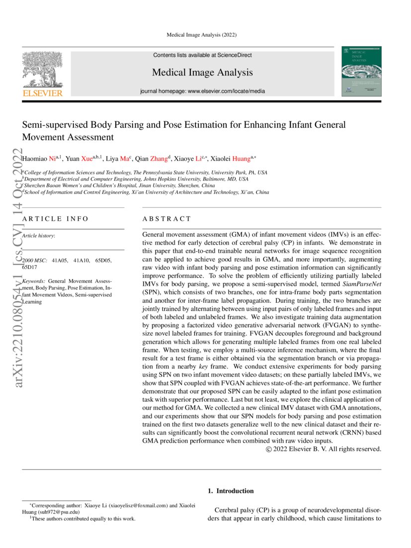 Semi-supervised Body Parsing and Pose Estimation for Enhancing Infant General Movement ...