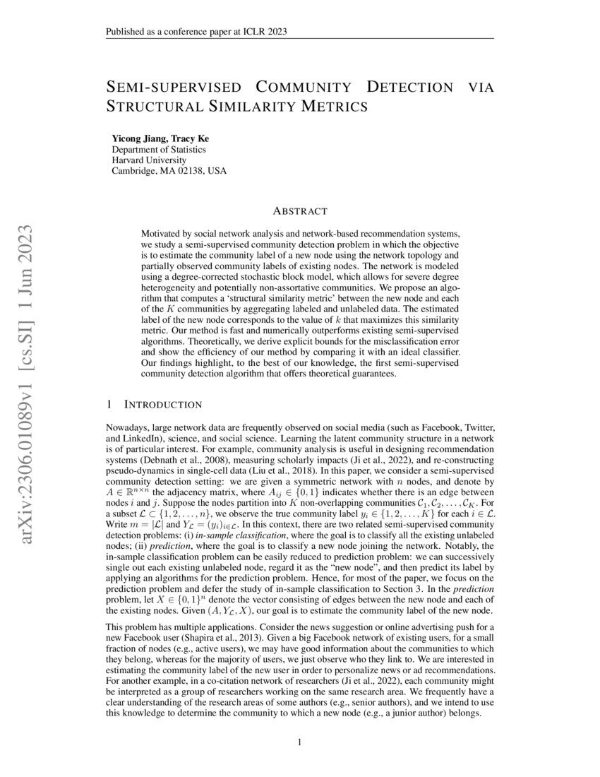 Semi-supervised Community Detection via Structural Similarity Metrics ... Semi-supervised Community Detection via Structural Similarity Metrics ...