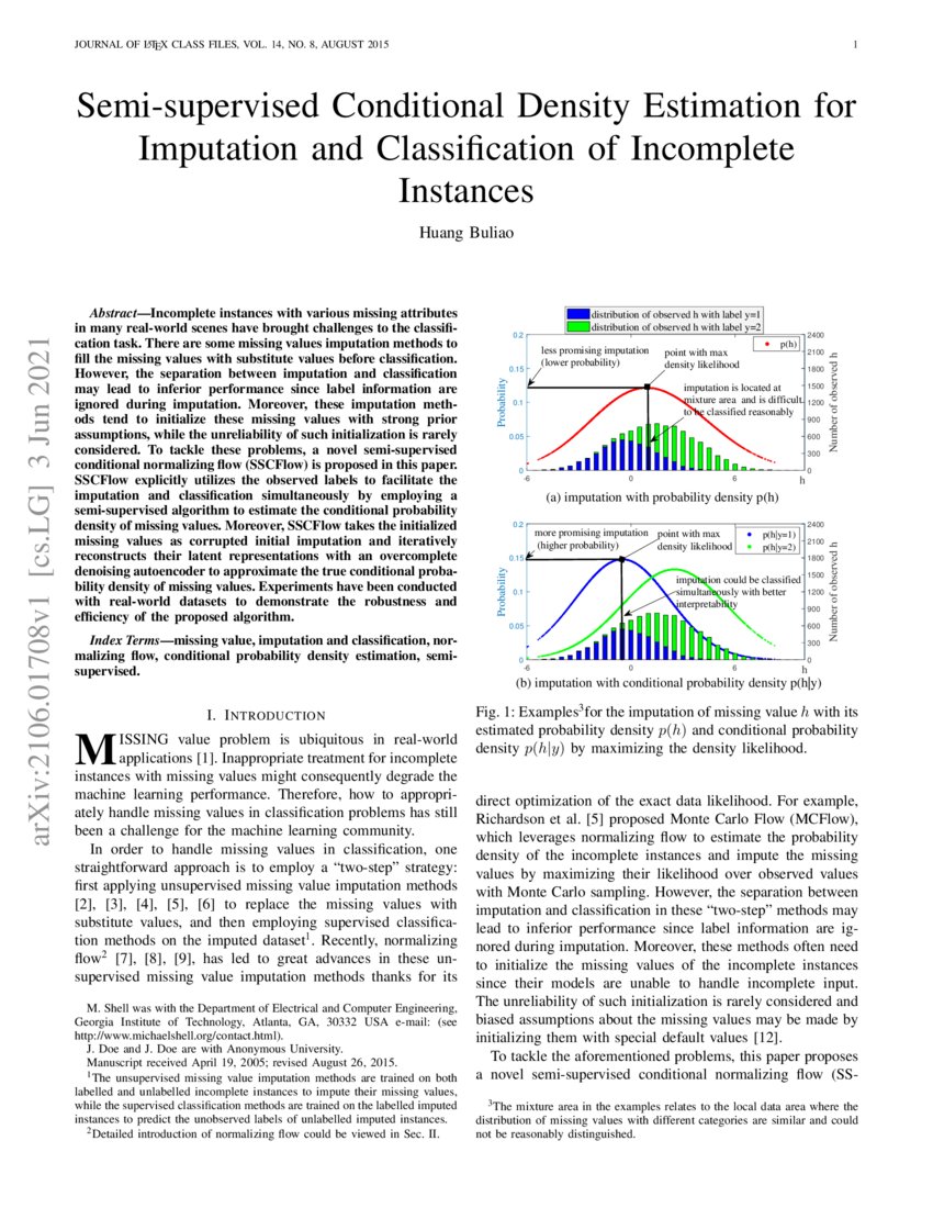 Semi-supervised Conditional Density Estimation for Imputation and Classification of Incomplete ...