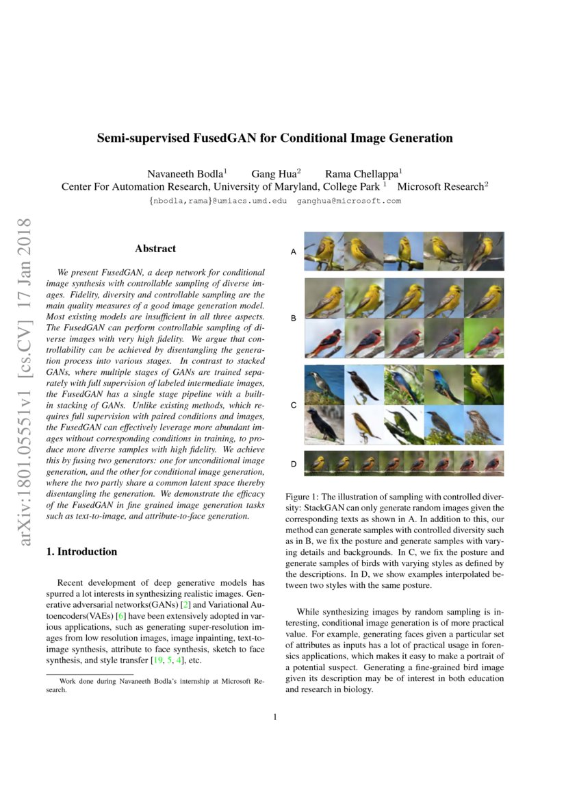 Semi-supervised FusedGAN for Conditional Image Generation | DeepAI