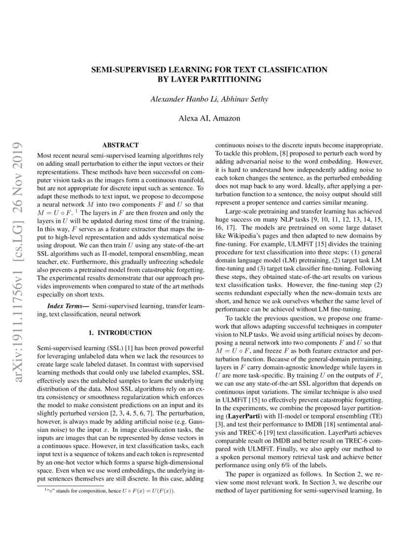 Semi-Supervised Learning for Text Classification by Layer Partitioning ...