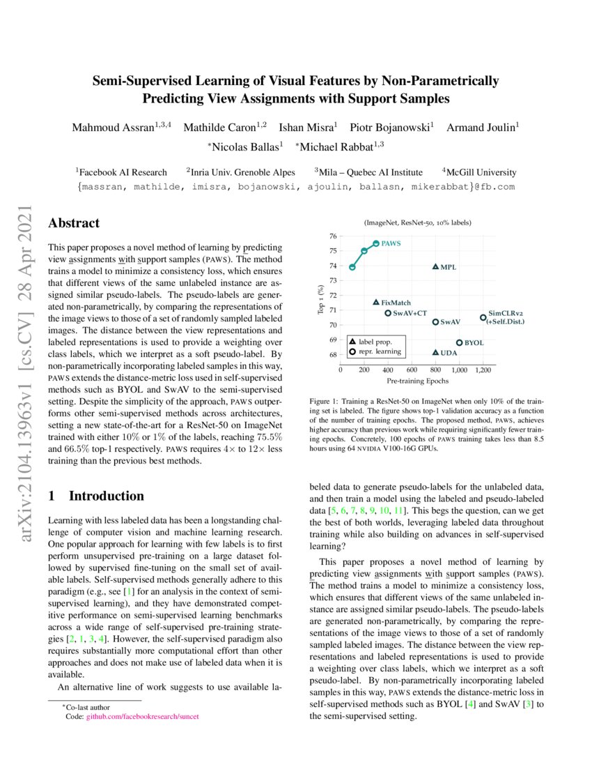 Semi Supervised Learning Of Visual Features By Non Parametrically Predicting View Assignments 8796