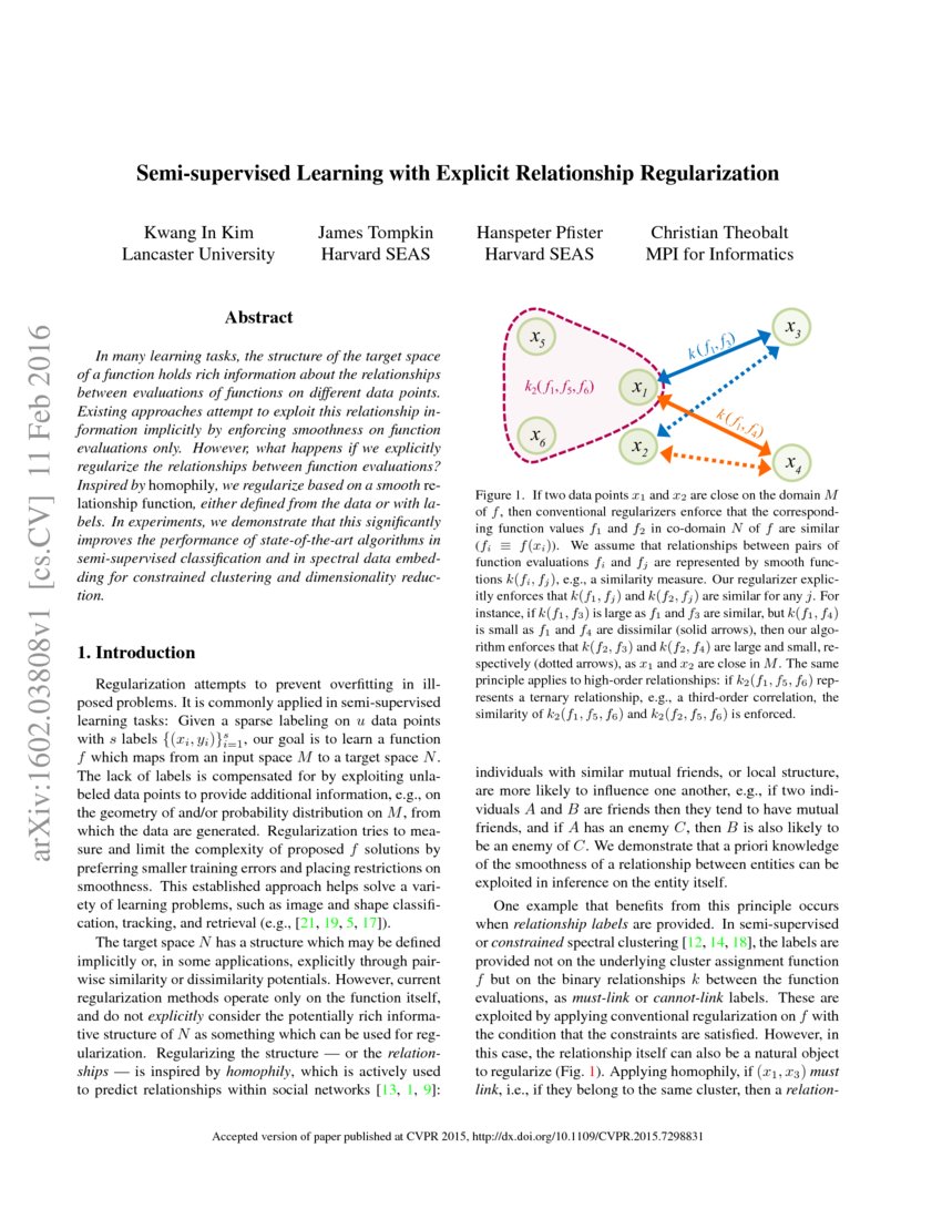 Semi-supervised Learning with Explicit Relationship Regularization | DeepAI