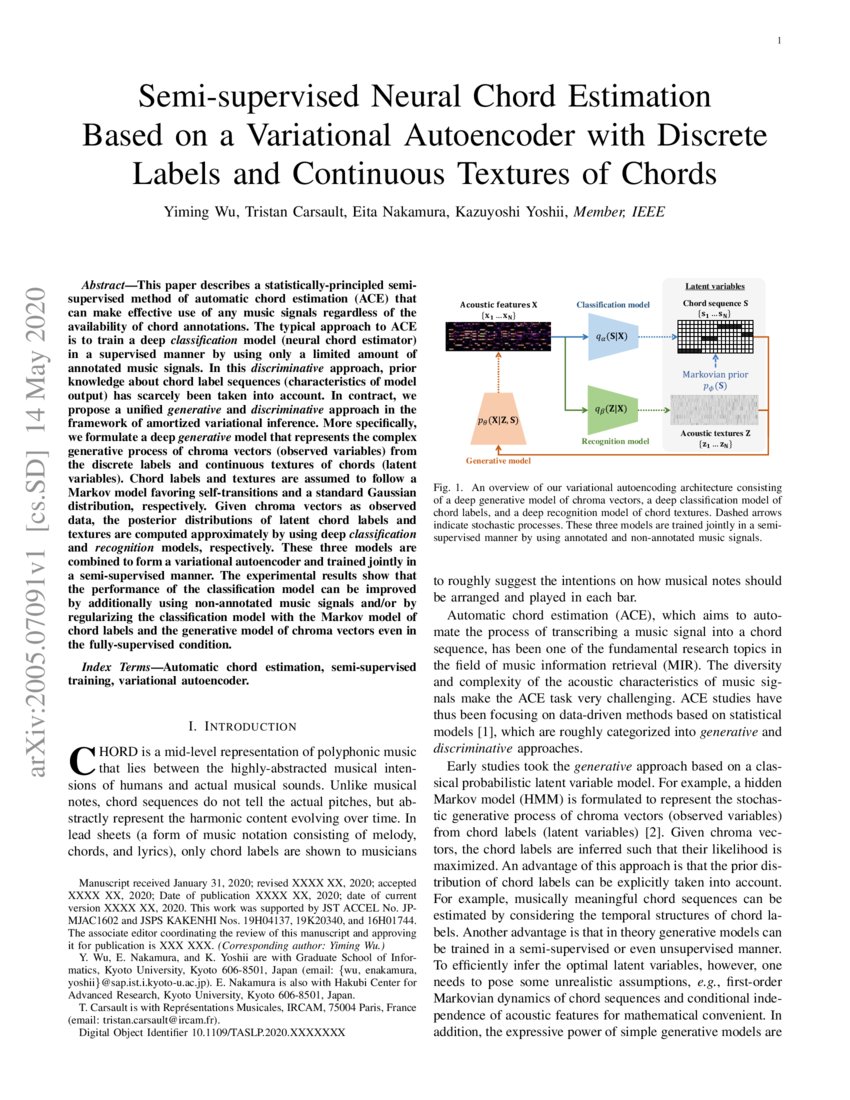 Semi Supervised Neural Chord Estimation Based On A Variational Autoencoder With Discrete Labels 8700