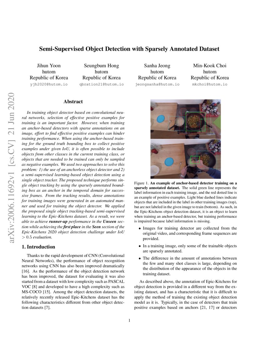 Semi Supervised Object Detection With Sparsely Annotated Dataset Deepai