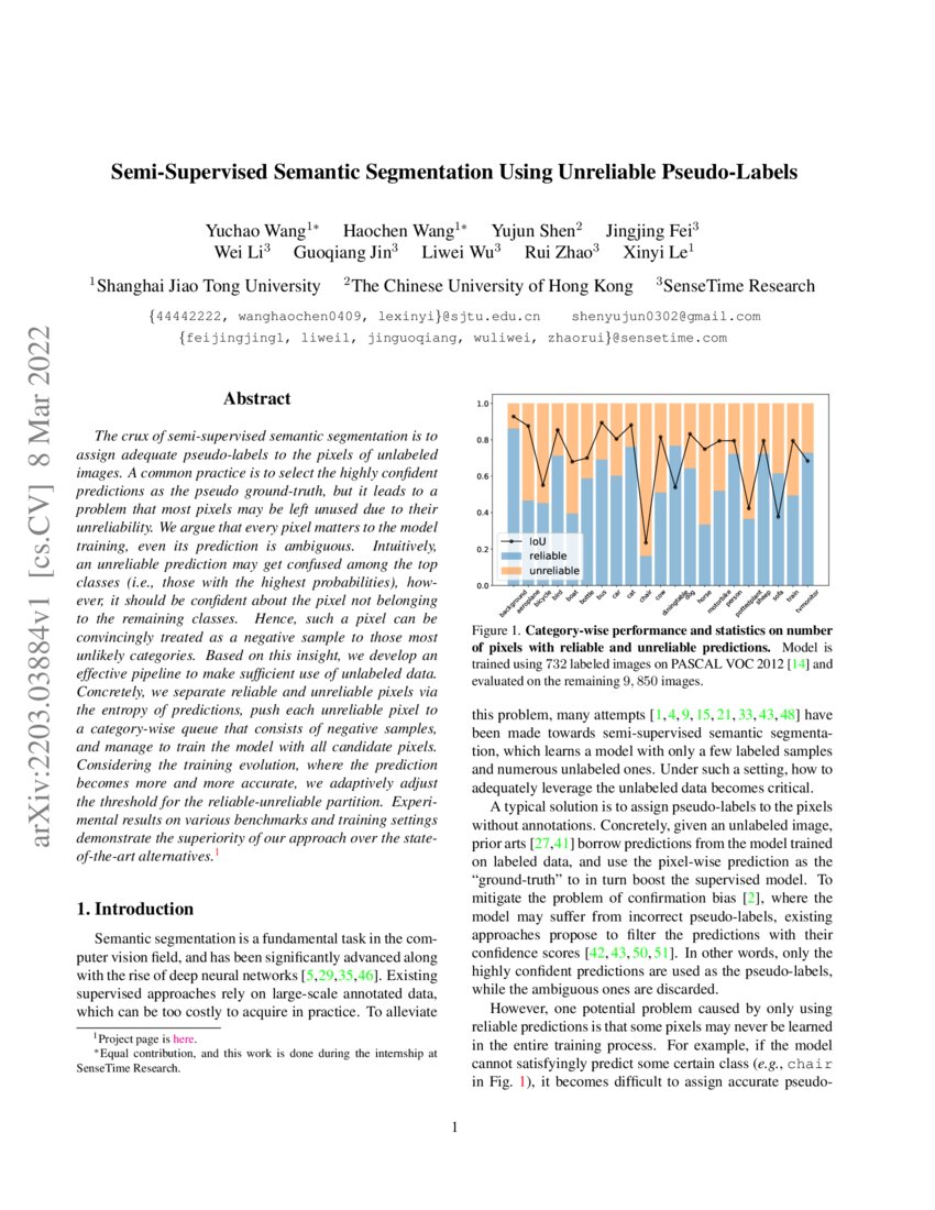 Semi-Supervised Semantic Segmentation Using Unreliable Pseudo-Labels | DeepAI