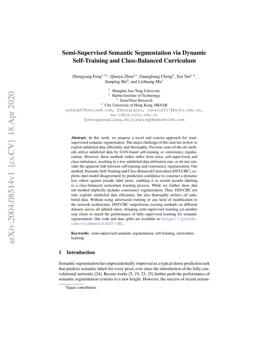 Semi Supervised Semantic Segmentation Via Dynamic Self Training And Class Balanced Curriculum